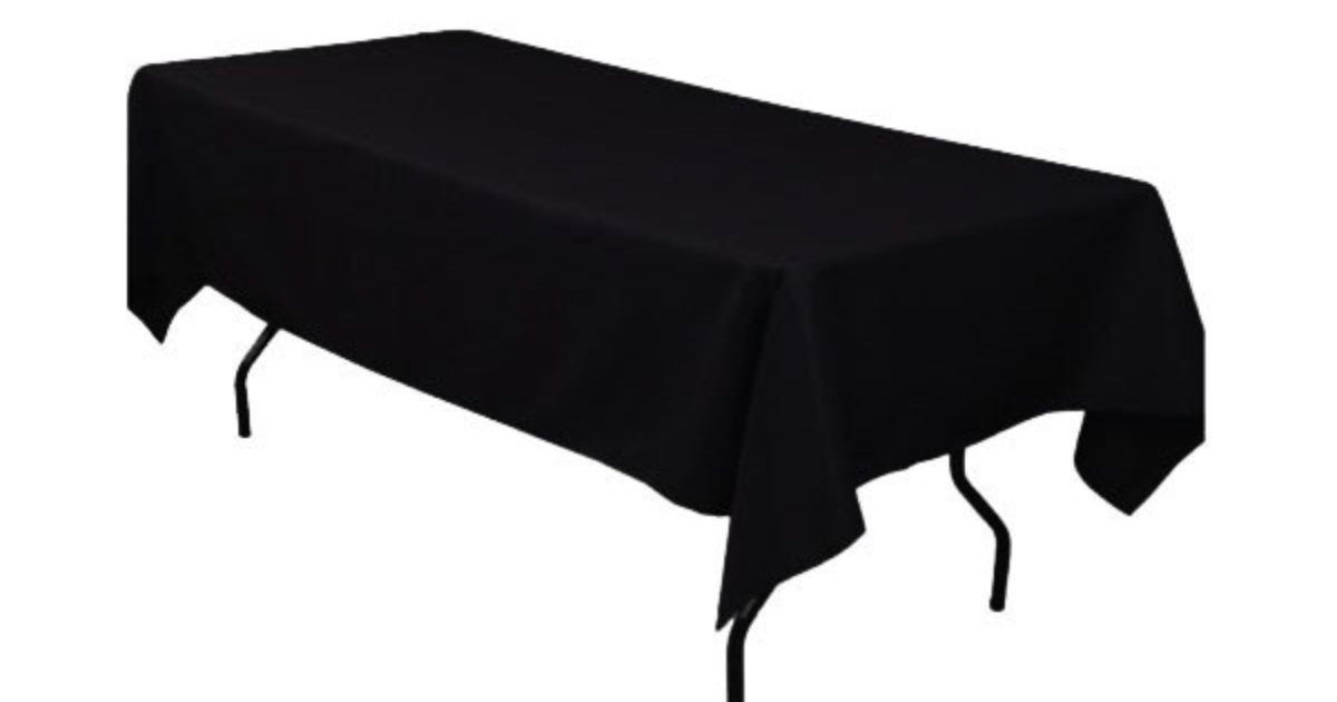 Olympic Party Hire | Black Rectangular Linen - 137cm x 305cm (8ft…