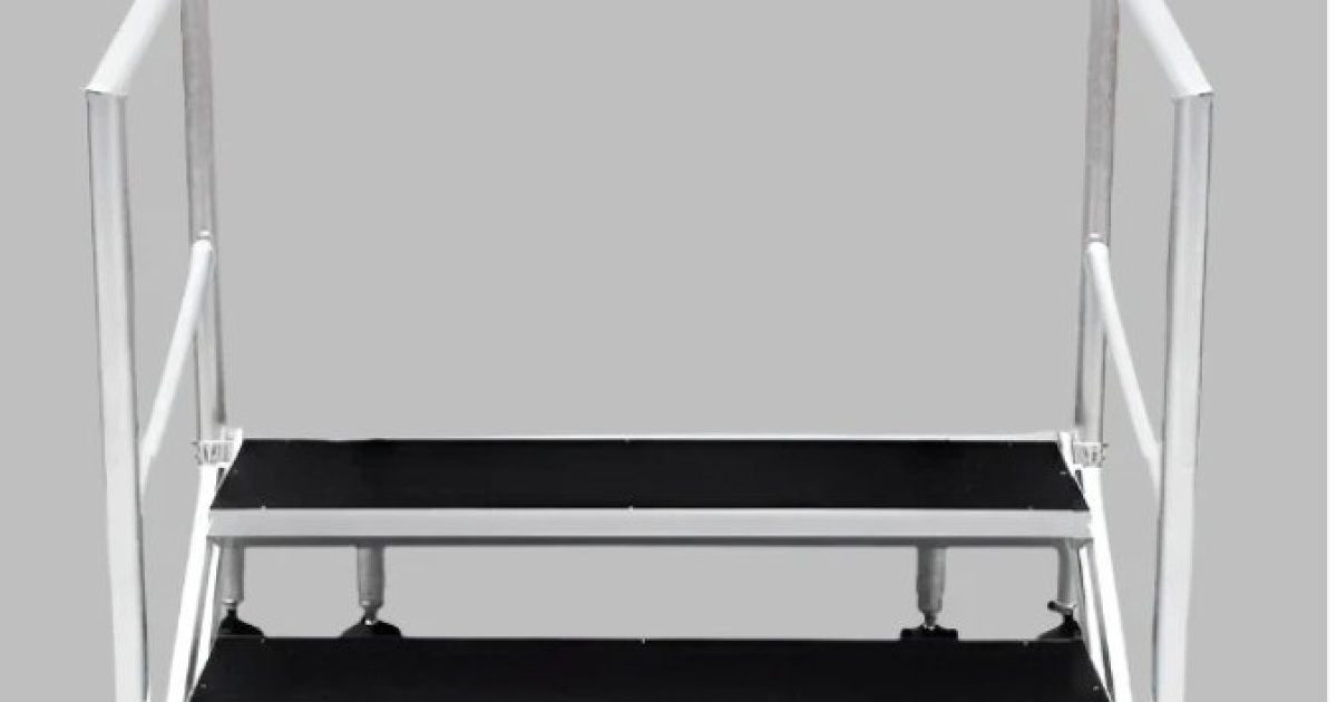 Olympic Party Hire | Stage Steps with Handrail - Adjustable height