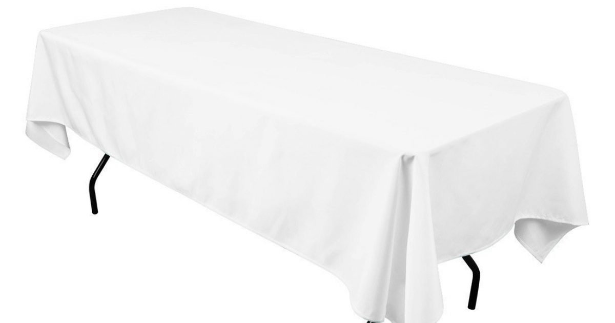 Olympic Party Hire | White Rectangle Linen - 180cm x 305cm (Banquet…
